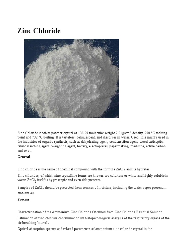 Zinc Chloride Powder PDF | PDF | Zinc | Smoke