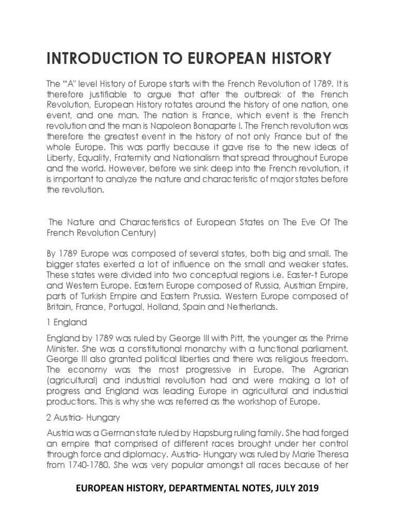 A-LEVEL European - History NOTES PDF | PDF | French Revolution ...