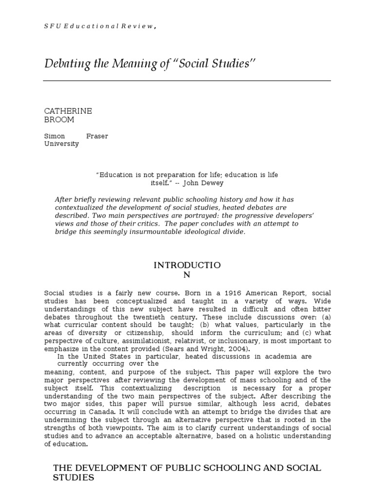 Debating The Meaning of "Social Studies" | PDF | Citizenship | John Dewey