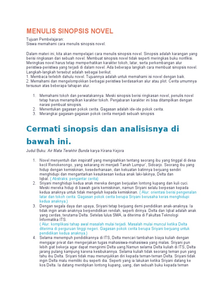 Cara Menulis Sinopsis Novel Efektif | PDF