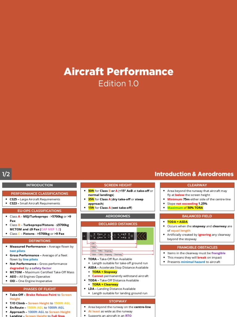 Aircraft Performance - Keys Notes | PDF | Takeoff | Jet Engine