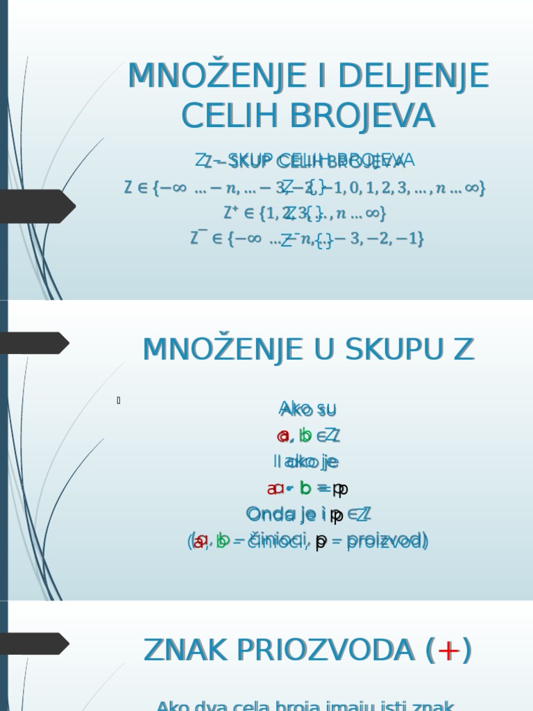 Mnozenje I Deljenje Celih Brojeva | PDF