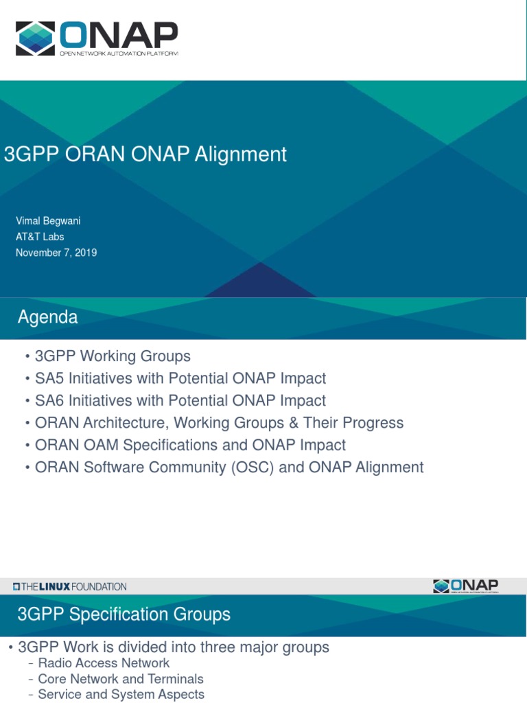 3GPP ORAN ONAP Alignment: Vimal Begwani AT&T Labs November 7, 2019 ...