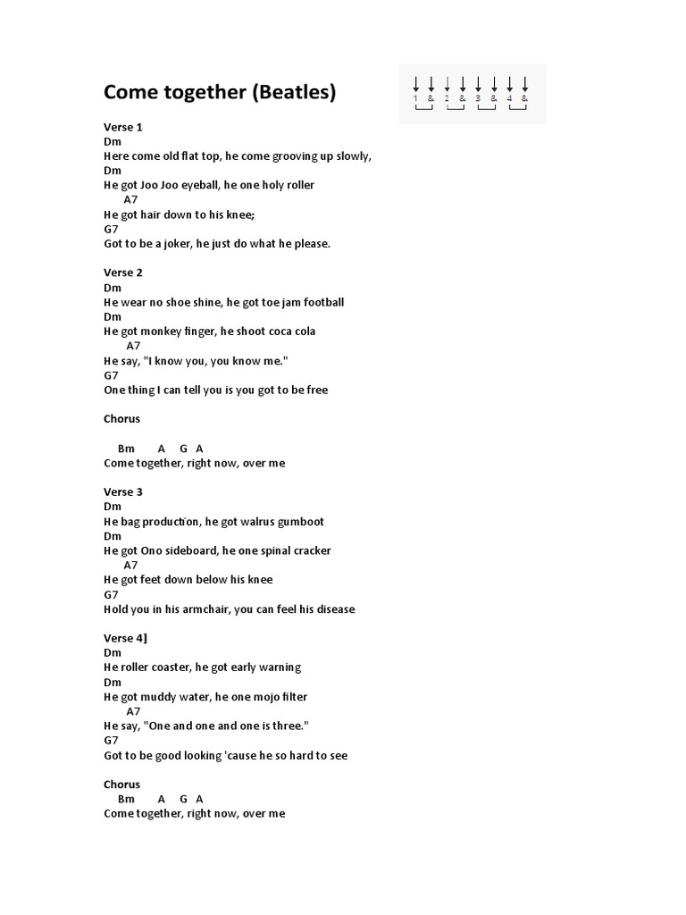 Come Together (Beatles) : Verse 1 | PDF | Language Arts & Discipline