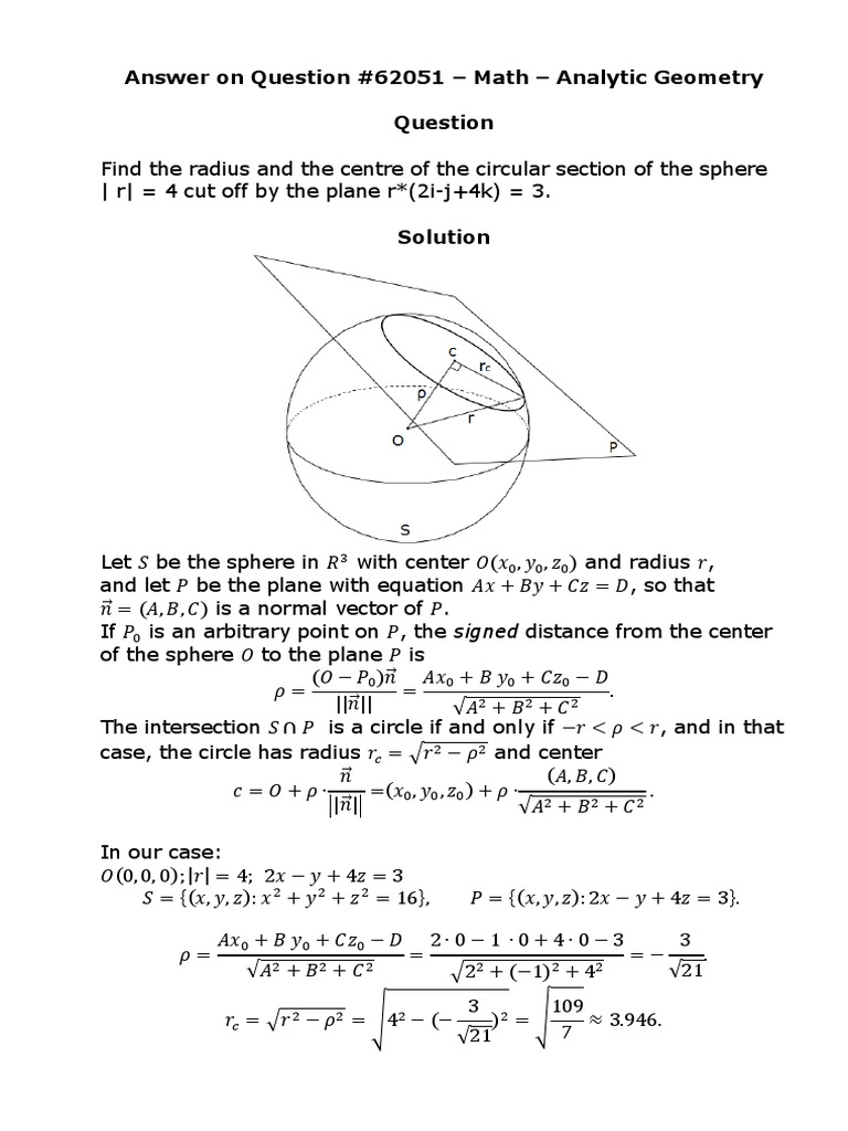 Answer On Question #62051 - Math - Analytic Geometry | PDF