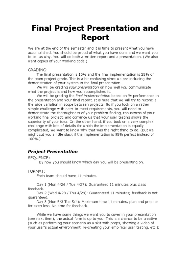 Final Report and Presentation | PDF | Communication | Computing