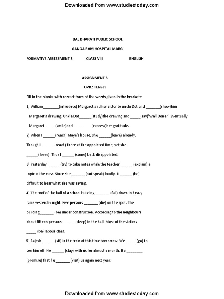 CBSE Class 8 English Worksheet (3) - 0 PDF | PDF