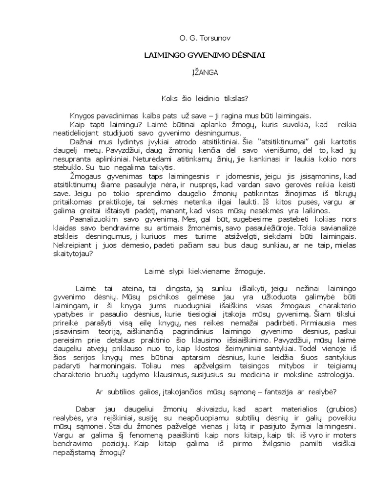 Laimingo Gyvenimo Desniai 1 Knyga | PDF