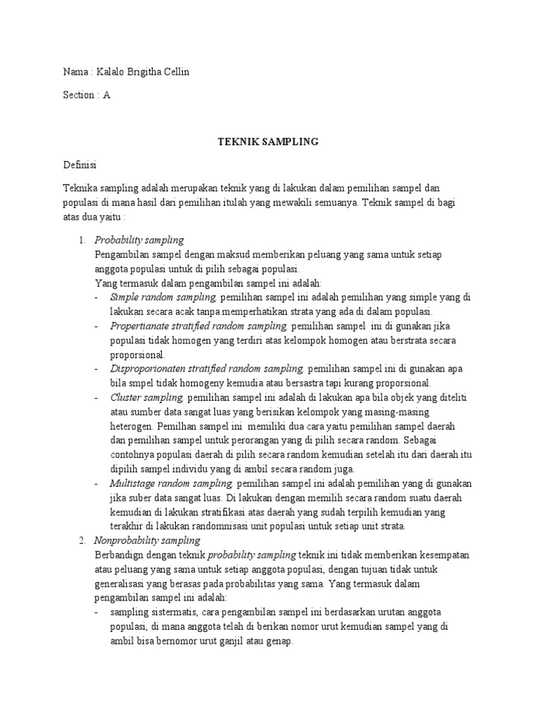 Teknik Sampling: Panduan Lengkap Metode | PDF