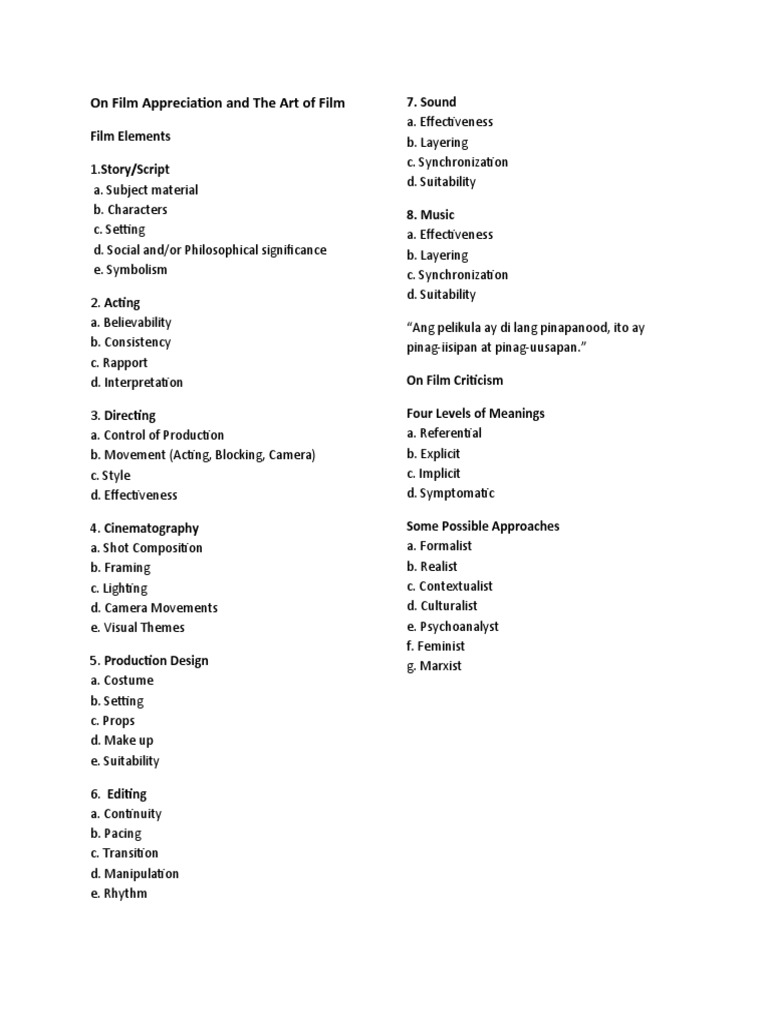 On Film Appreciation and The Art of Film: 7. Sound | PDF