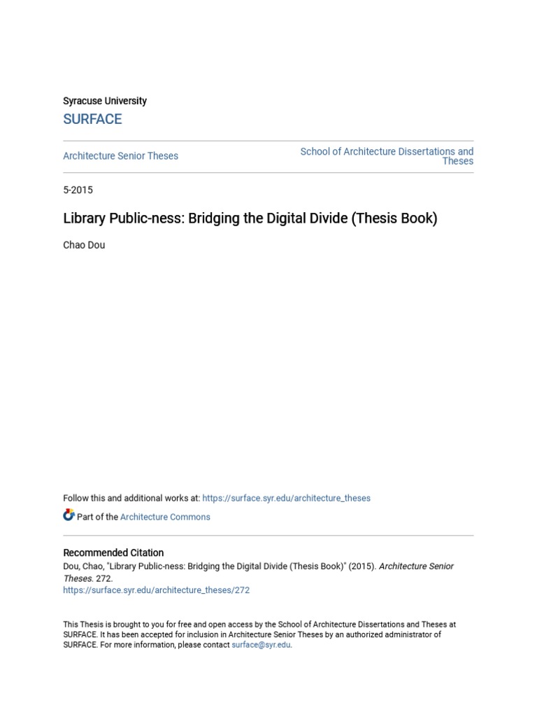 Library Public-Ness - Bridging The Digital Divide (Thesis Book) PDF ...