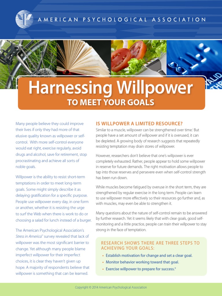 Willpower Factsheet PDF | Download Free PDF | Self Control | Self ...