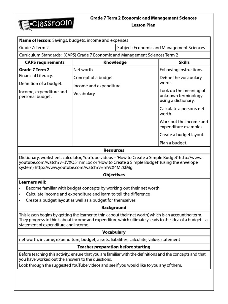 Grade 7 Budgeting and Financial Literacy | PDF | Expense | Budget