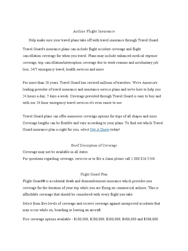 Airline Flight Insurance | PDF | Baggage | Insurance