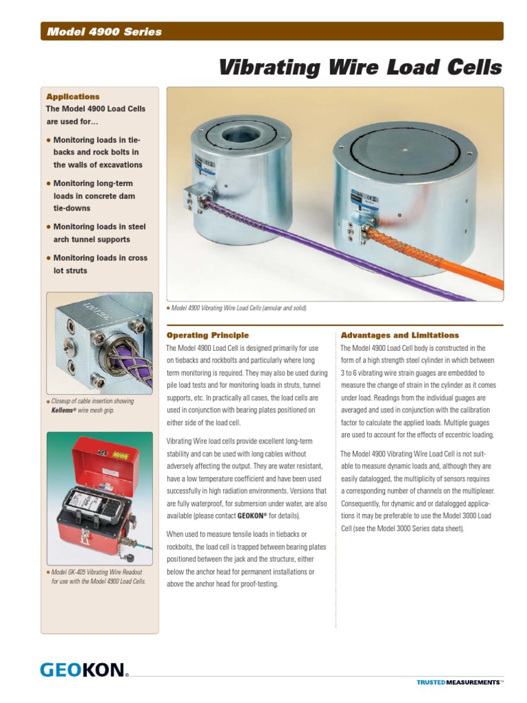 Vibrating Wire Load Cells: Model Series | PDF | Calibration ...