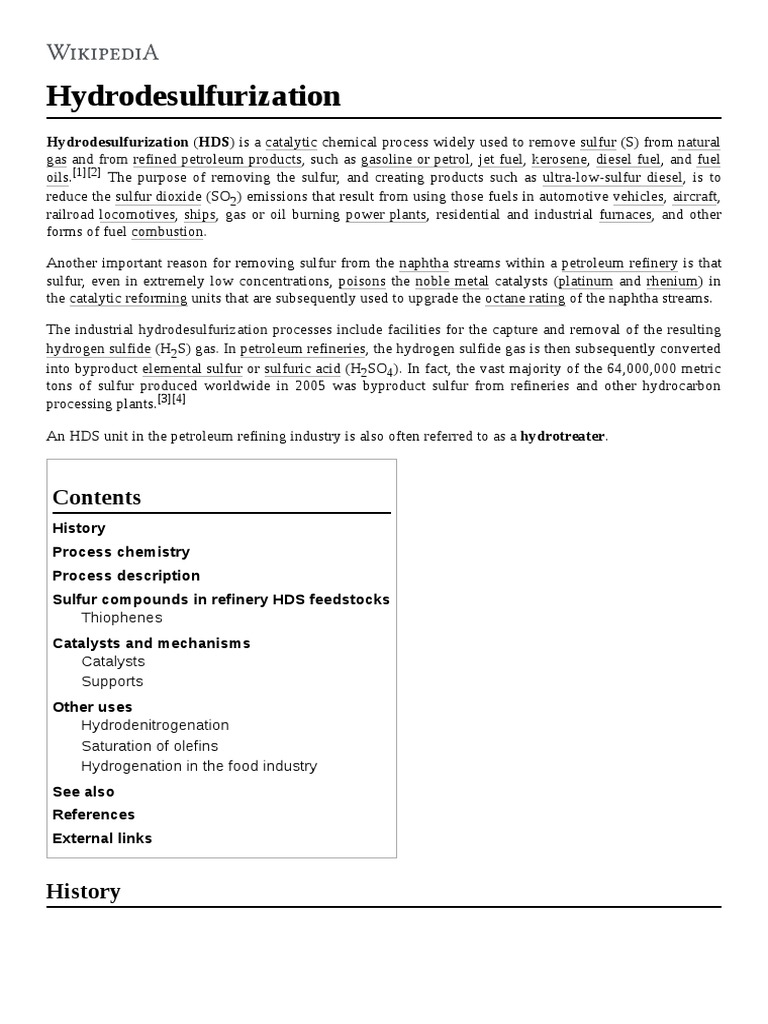 Hydrodesulfurization | PDF | Chemical Process Engineering | Chemistry