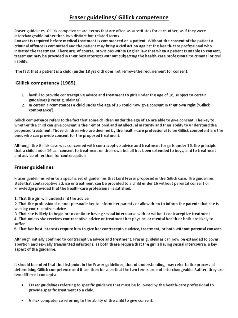 Fraser Guidelines/ Gillick Competence | PDF | Human Rights | Justice