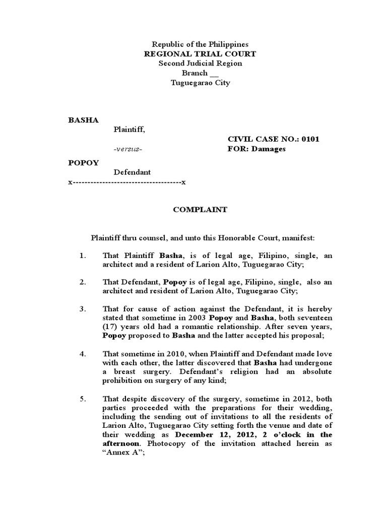 Torts Complaint | Download Free PDF | Lawsuit | Complaint