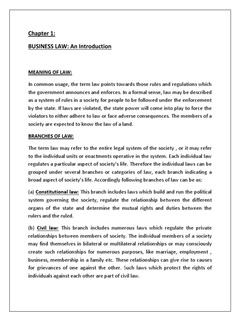 Business Law - Chapter 1 PDF | PDF | Equity (Law) | Common Law