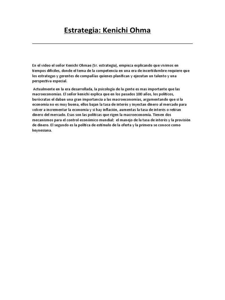 Resumen de Video de Kenichi Ohmae | PDF