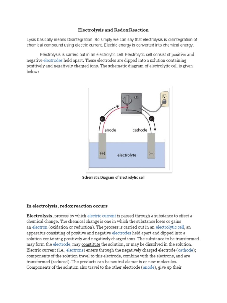 Electrodes: Electrolysis and Redox Reaction | PDF