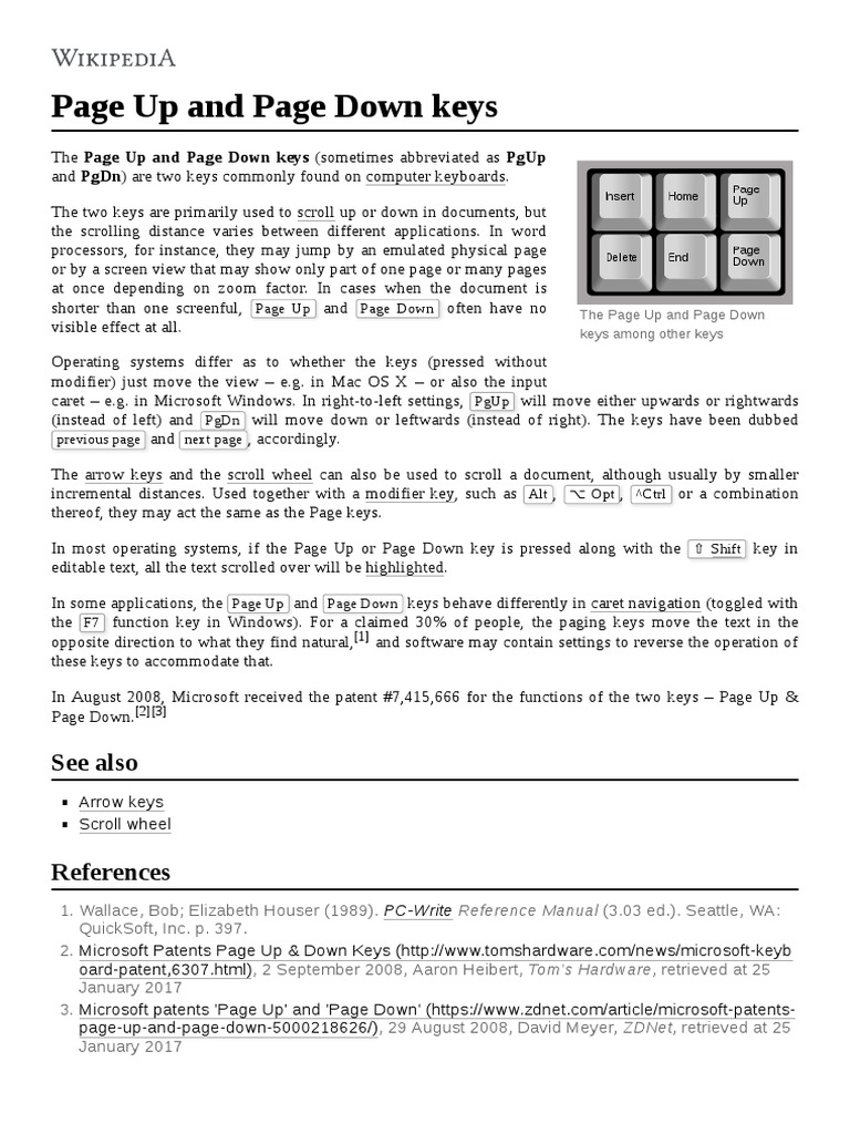 Page Up and Page Down Keys: See Also | PDF | Office Equipment | Text