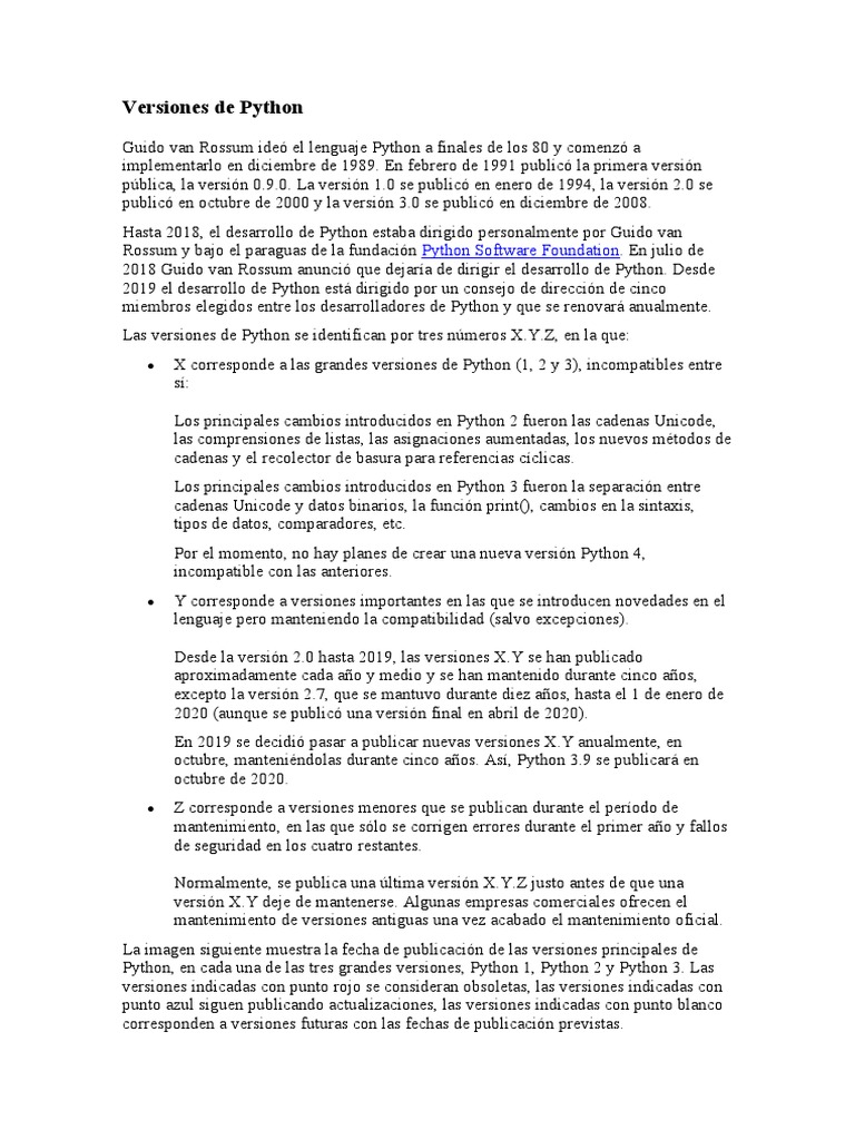 Versiones de Python | PDF | Fedora (sistema operativo) | Distribución ...