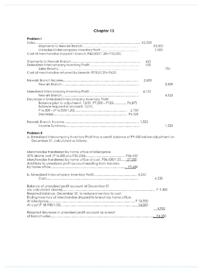 AdvAcctg Dayag Chapter-13 Solution | PDF