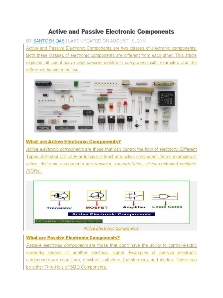 Active and Passive Electronic Components: Santosh Das | PDF | Passivity ...