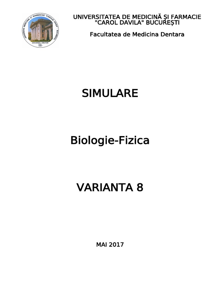 Simulare Umfcd 2017 Fizica PDF | PDF