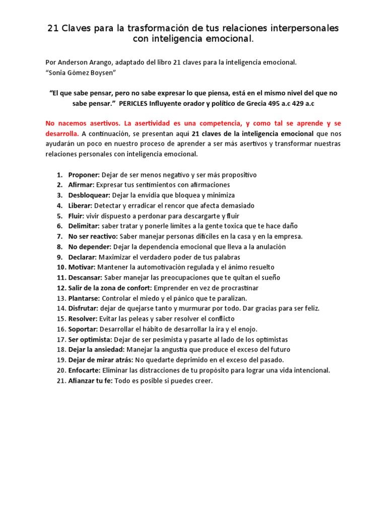 21 Claves De Inteligencia Emocional Pdf Inteligencia Emocional