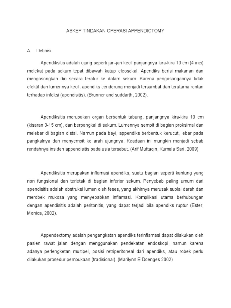 Askep Tindakan Operasi Appendictomy | PDF