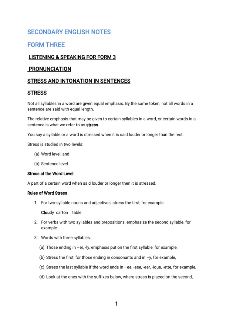 Form 3 English Grammar Notes | PDF | Nature