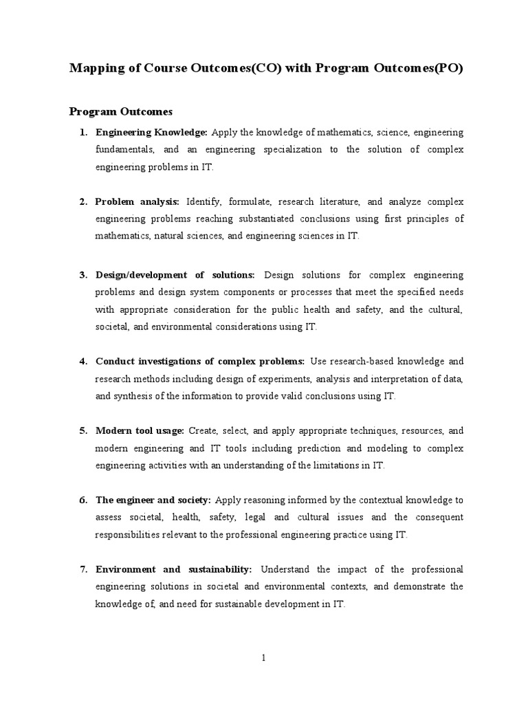 PROJECT 8ITPR COs POs Mapping | PDF | Engineering | Design