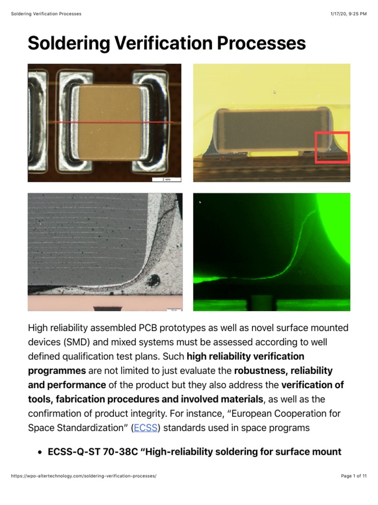 Soldering Verification for High-Reliability PCBs | PDF | Printed ...
