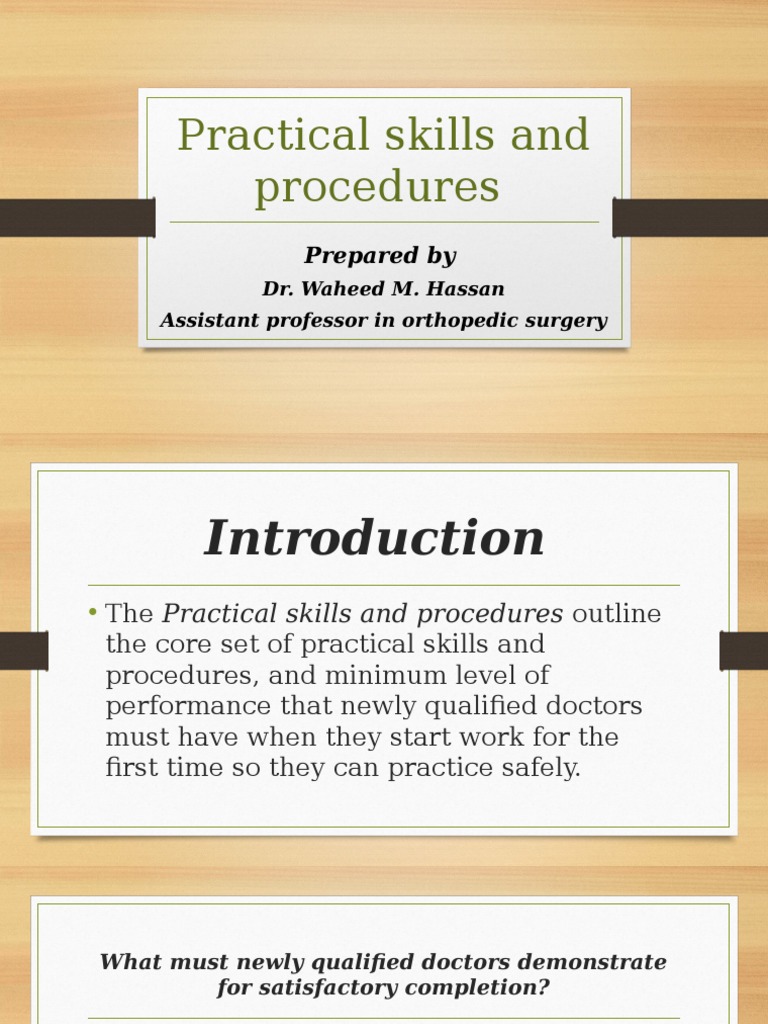 Practical Skills and Procedures | PDF