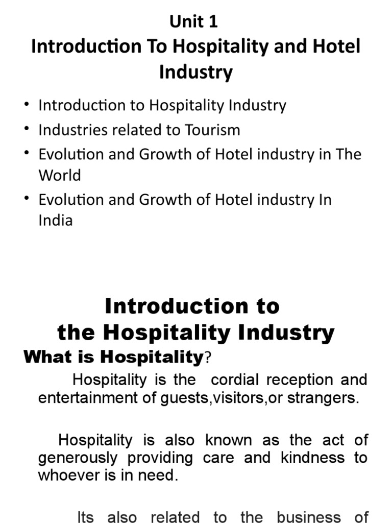 Introduction to Hospitality Industry | PDF | Tourism | Hotel