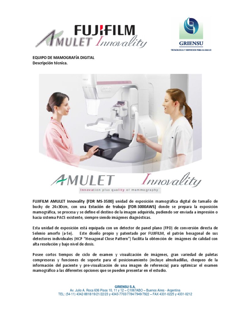 FUJIFILM Amulet - Innovality - Mamografo Digital Directo - GRIENSU S.A ...