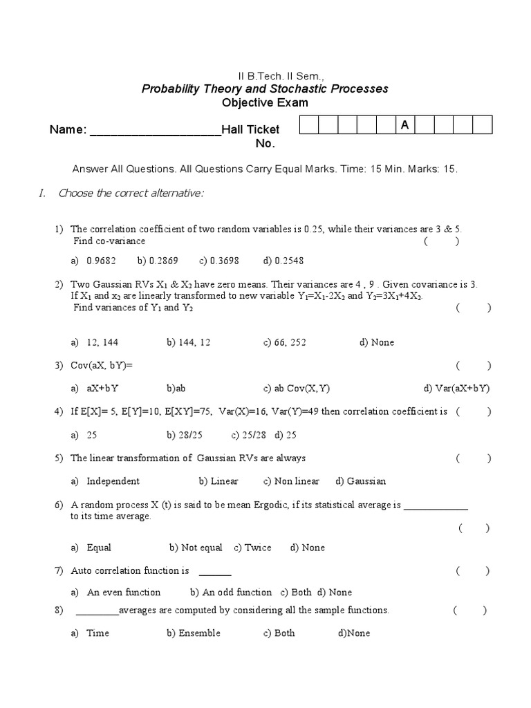 Mcq Set1 Ptsp Pdf Autocorrelation Correlation And Dependence 
