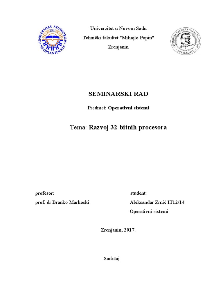 Razvoj 32bit Procesora | PDF