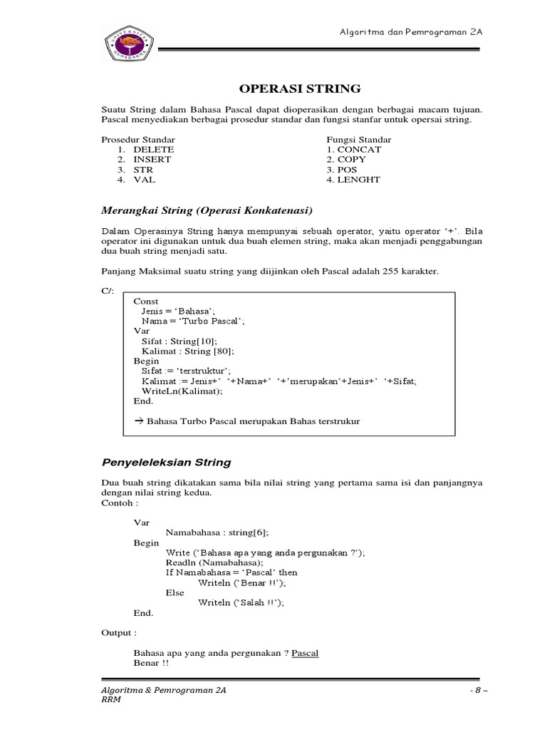 Bab 3 - Operasi String | PDF
