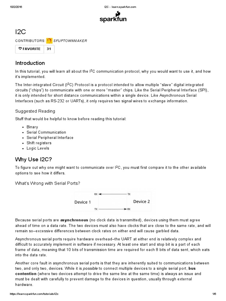 I2C - Learn - Sparkfun | PDF | Telecommunications | Computer Networking