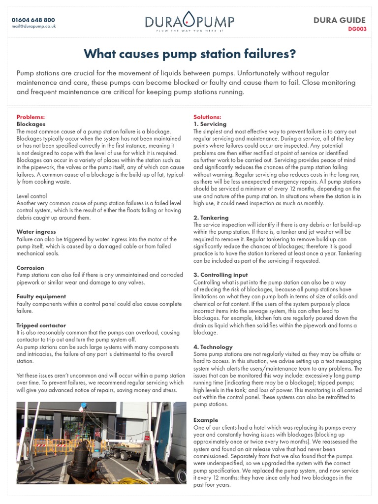 What Causes Pump Station Failures?: Dura Guide | PDF | Pumping Station ...