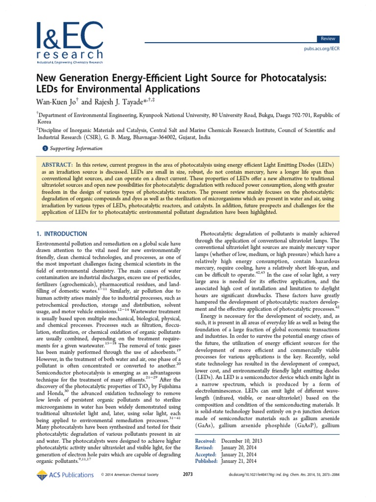 New Generation Energy-E Cient Light Source For Photocatalysis: Leds For ...