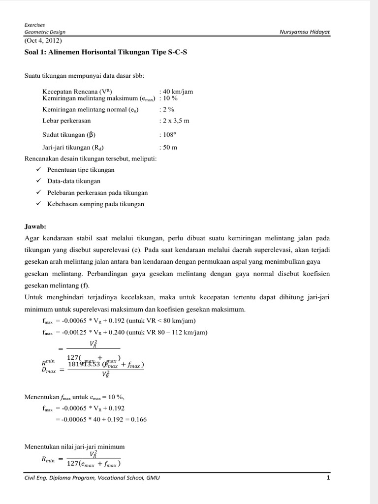 Exercises Horizontal Alignment Scs | PDF | Metode & Bahan Ajar
