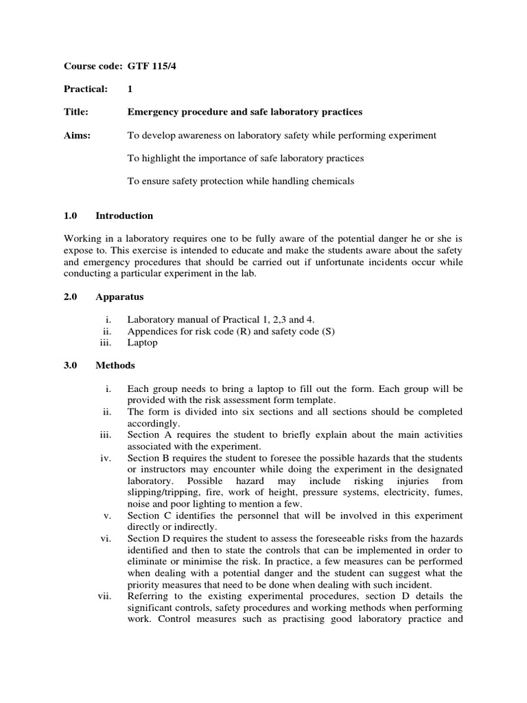 Laboratory Safety and Emergency Procedures | PDF | Laboratories | Hazards