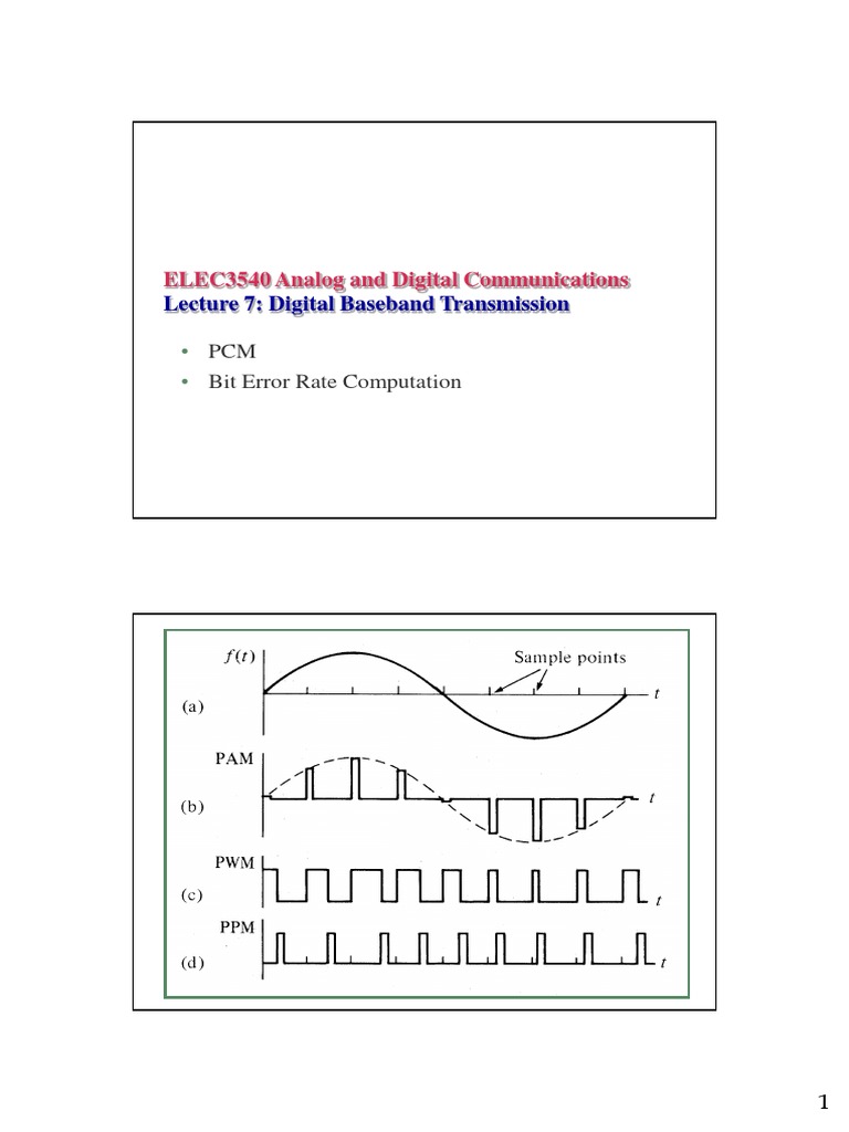 ELEC3540 Lecture 7 Digital Baseband Tran PDF | PDF | Data Transmission | Modulation