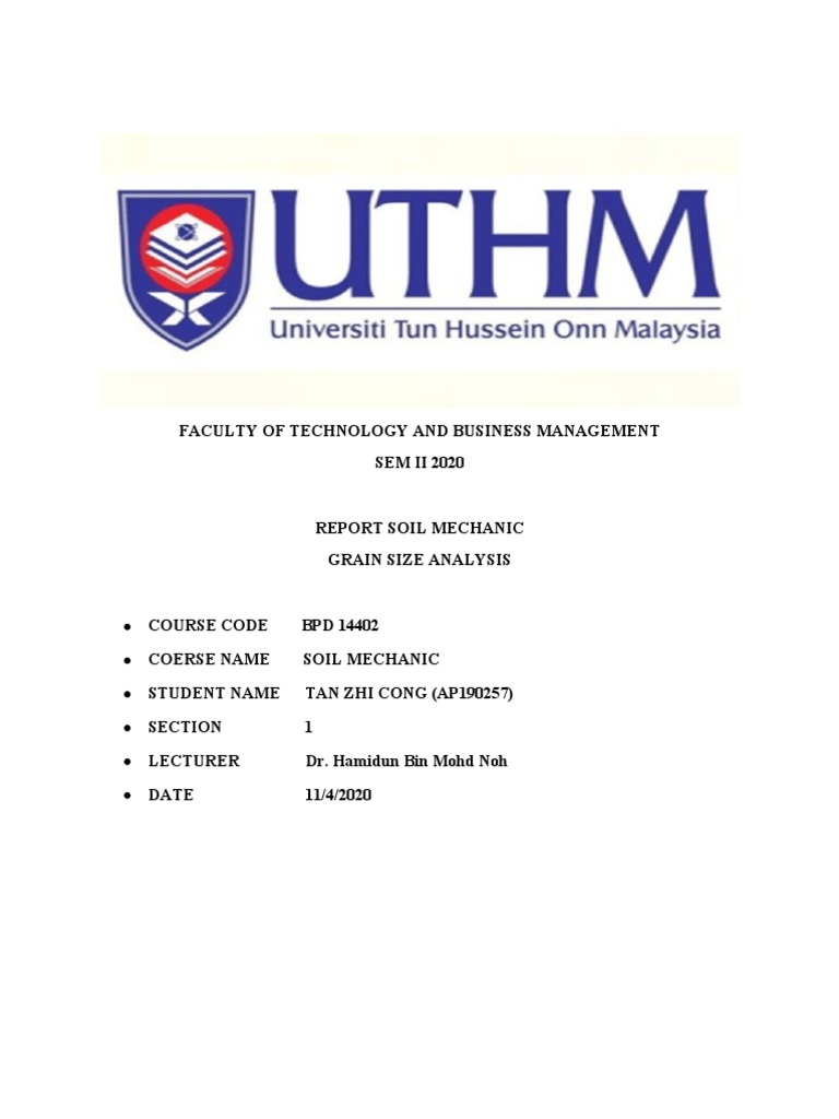 Soil Mechanics Grain Size Analysis Report | PDF | Applied And ...