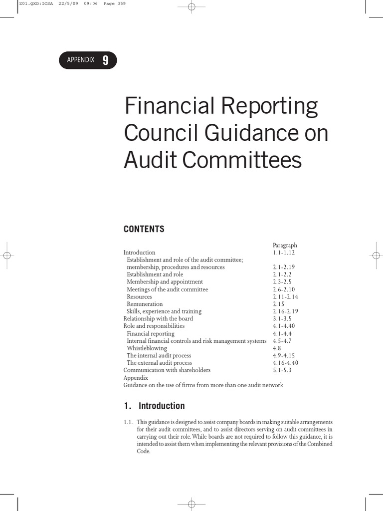 Financial Reporting Council Guidance On Audit Committees: Appendix ...