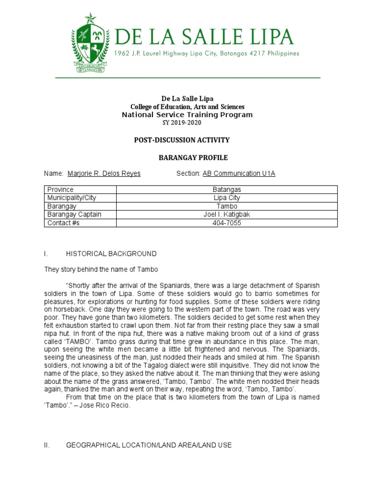 Worksheet BRGY PROFILE | PDF | Nature